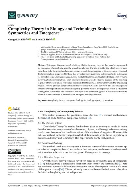 pdf complexity theory in biology and technology broken symmetries and emergence