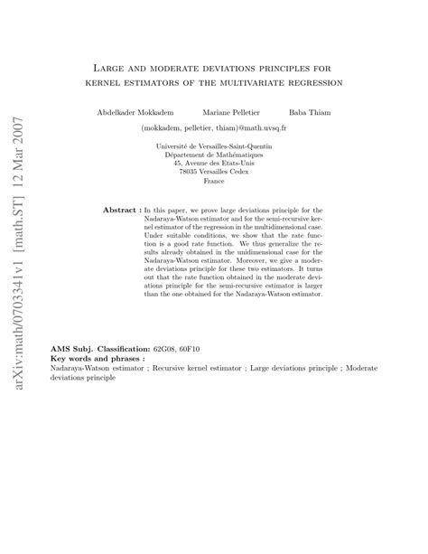 pdf large and moderate deviations principles for kernel estimators of the multivariate regression