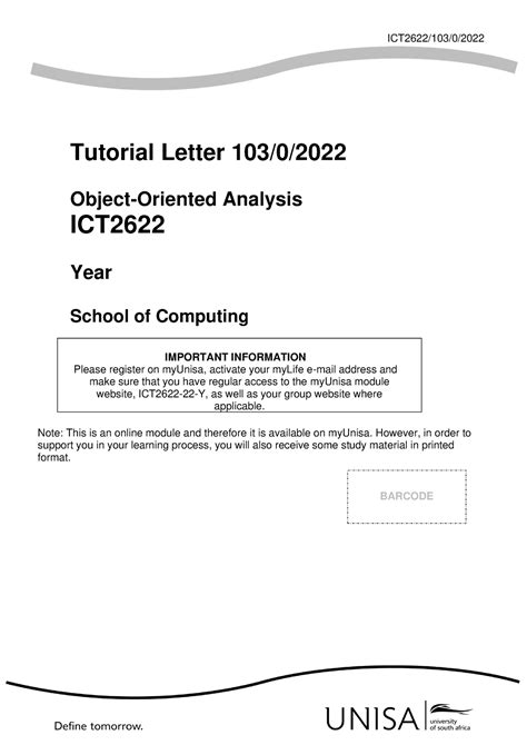 ict2622 2022 assignment 2 questions ict2622 103 0 tutorial letter 103 0 object