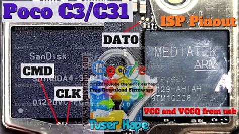 Poco C31 Angelica ISP Test Point EMMC Bypass FRP Lock Clear User Locks