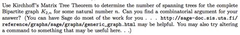 solved use kirchhoff s matrix tree theorem to determine the