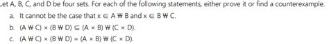 solved let a b c and d be four sets for each of the