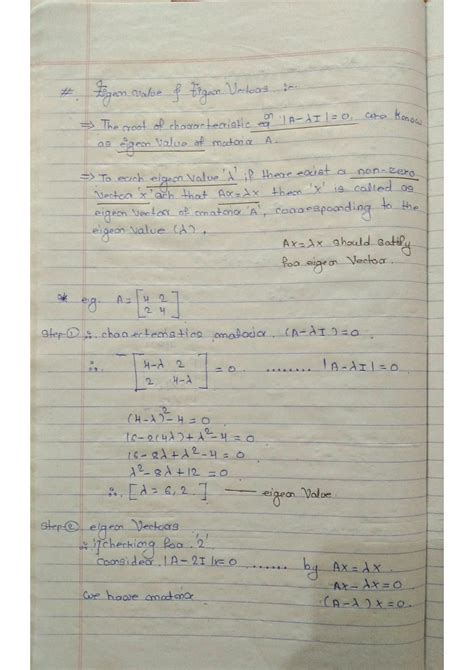 solution eigen values and eigen vector linear algebra detailed notes with solved problems