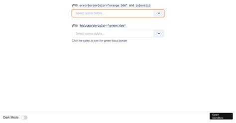 Chakra React Select Border Colors Codesandbox