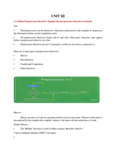 unit iii 1 a define preprocessor directive explain the pre processor directives in detail