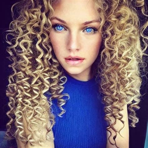Girl With Curly Blonde Hair And Blue Eyes