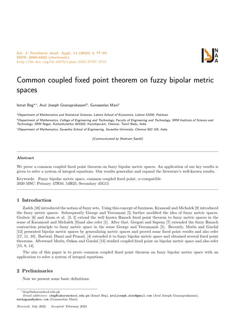 pdf common coupled fixed point theorem on fuzzy bipolar metric spaces