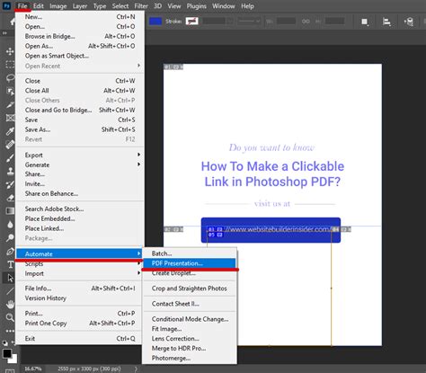 how do i make a clickable link in photoshop pdf
