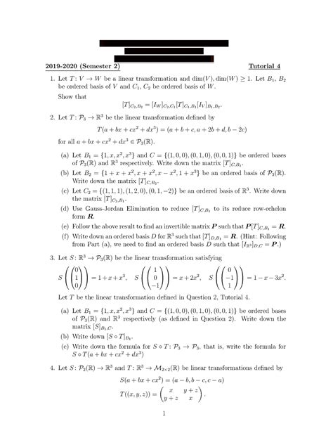 a linear transformation and dim let b 1 b 2 be ordered basis of v and c 1 c 2 be ordered