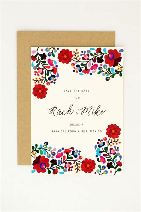 Floral Destination Wedding Save The Dates Colorful Mexican Etsy Invitaciones De Boda Boda