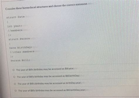solved consider the class and struct definitions below and