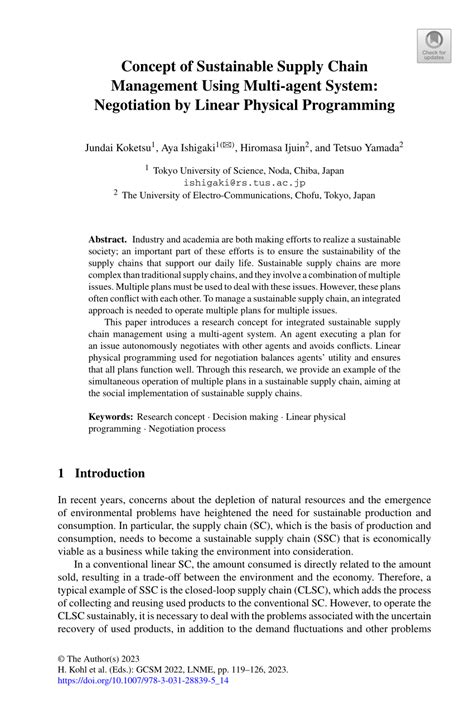 pdf concept of sustainable supply chain management using multi agent system negotiation by