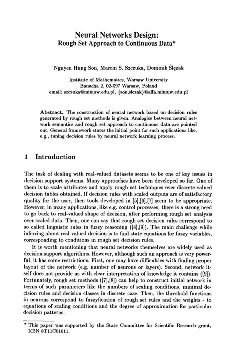 pdf neural networks design rough set approach to continuous data