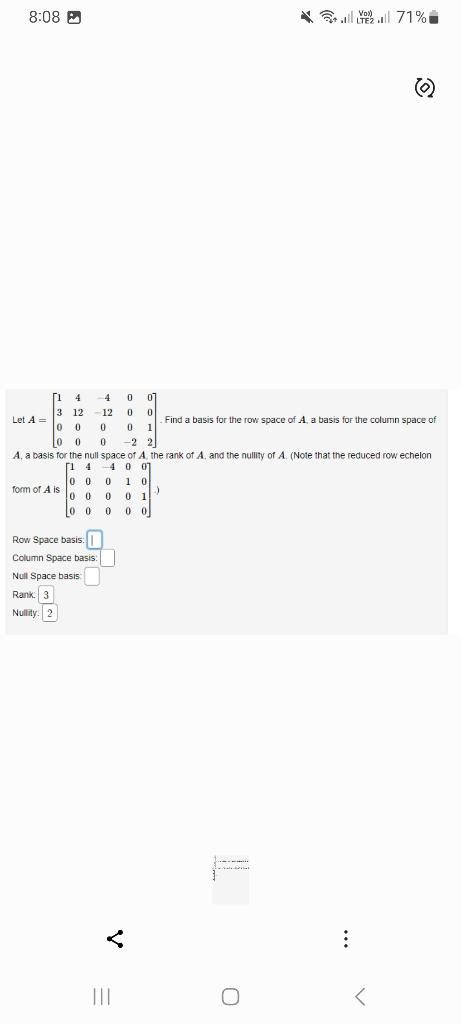 solved find a basis for the row space of a a basis for the