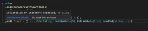 Reactjs React Storybook Declaration Or Statement Expected Stack
