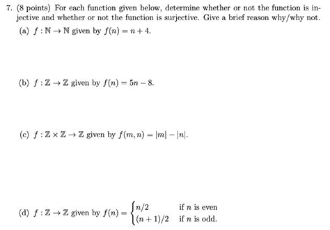 solved 7 8 points for each function given below