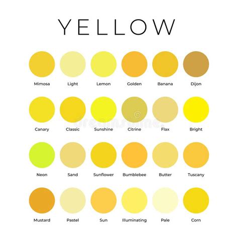 Tonos Amarillos Cambia La Paleta Con Nombres Ilustración del Vector