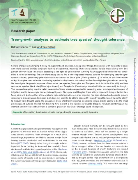 pdf tree growth analyses to estimate tree species drought tolerance a rigling