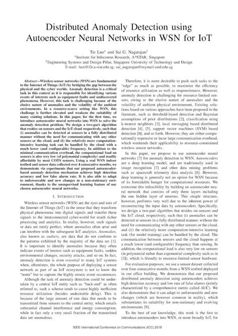 pdf distributed anomaly detection using autoencoder neural · wireless sensor networks wsn