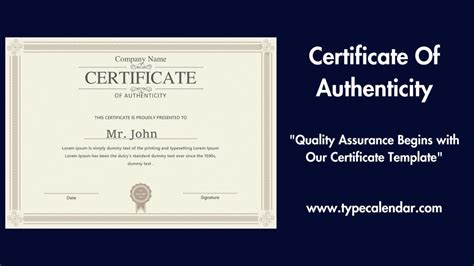 Free Printable Certificate Of Authenticity Templates Word PDF Editable