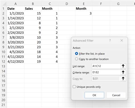 Excel Advanced Filter How To Filter By Month