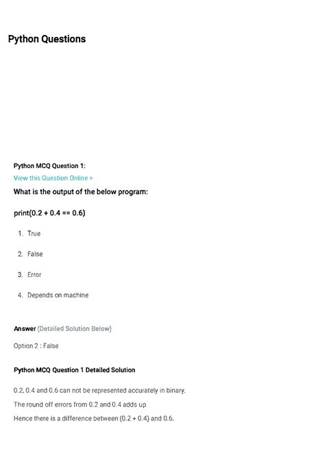 SOLUTION Python Mcq Questions Studypool