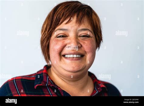 Portrait Of Curvy Mature Woman Smiling In Camera Stock Photo Alamy