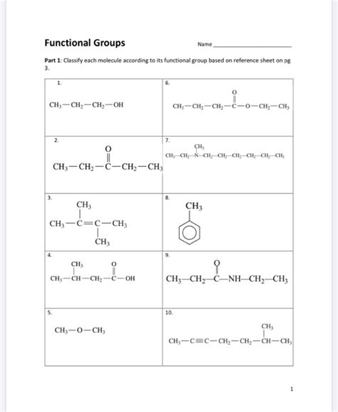 Solved Name Functional Groups Part 1 Classify Each Molecule Chegg