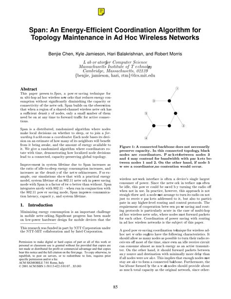 pdf span an energy efficient coordination algorithm for topology maintenance in ad hoc