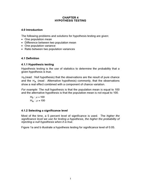 chapter 4 hypothesis testing pdf type i and type ii errors statistical hypothesis testing