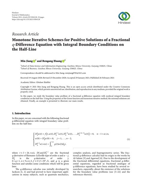 pdf monotone iterative schemes for positive solutions of a fractional difference equation