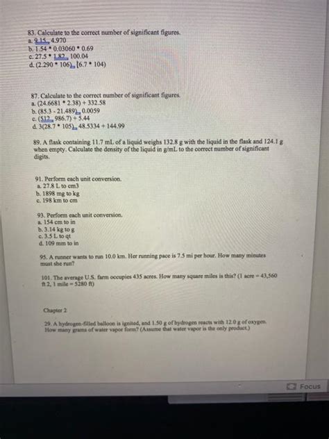 solved 83 calculate to the correct number of significant
