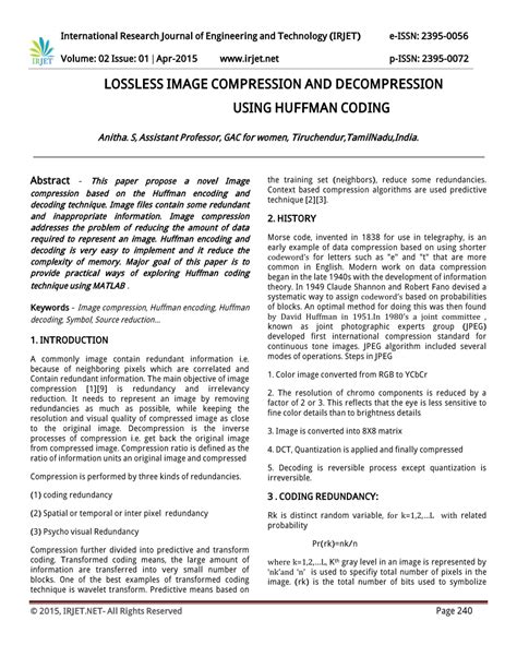 pdf lossless image compression and decompression using huffman coding