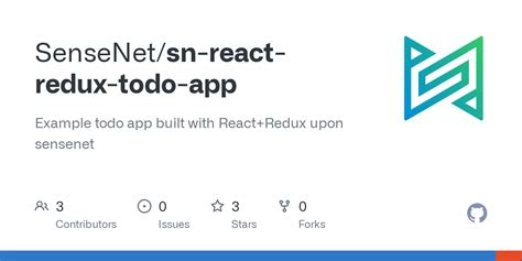GitHub SenseNet Sn React Redux Todo App Example Todo App Built With