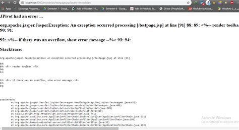 pentaho an exception occurred processing [ testpage jsp] at line [91] stack overflow