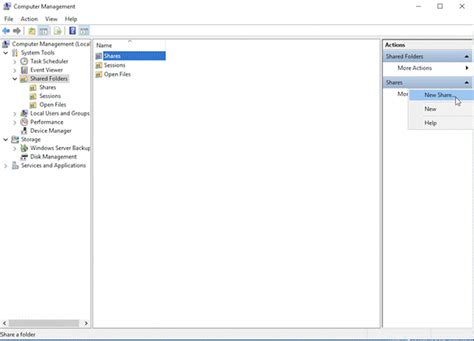 Create Shared Folders In Windows Server 2016 Computer Management