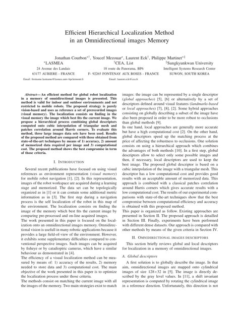 pdf efficient hierarchical localization method in an omnidirectional images memory