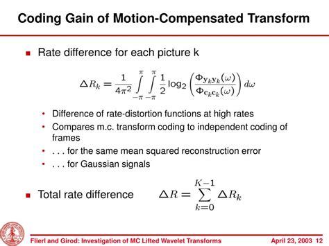 ppt investigation of motion compensated lifted wavelet transforms powerpoint presentation id