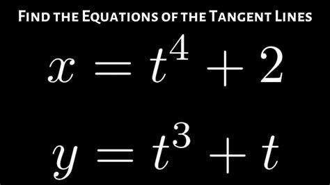 tangent lines given parametric equations youtube