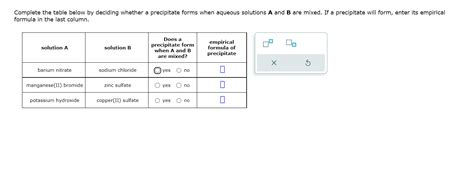 solved complete the table below by deciding whether a