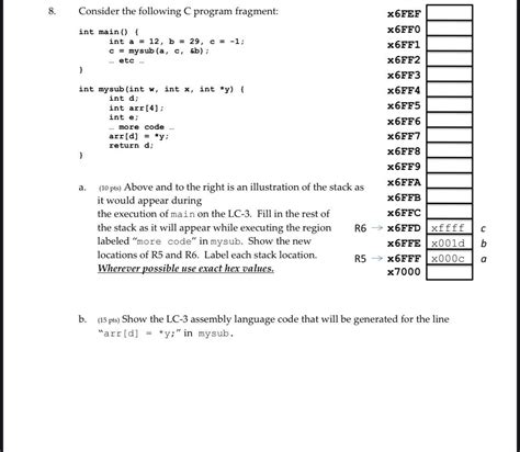 8 consider the following c program fragment x6fef