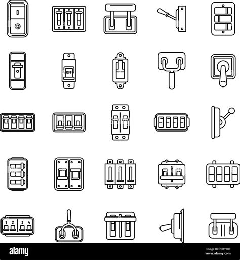 Breaker Switch Icons Set Outline Vector Cable Chopper Stock Vector