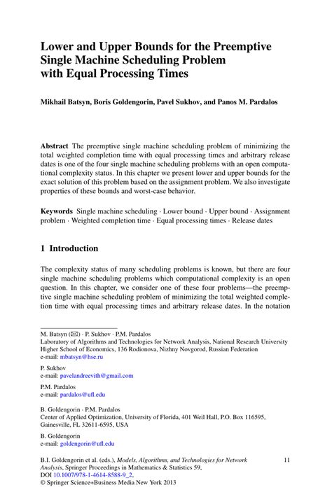 pdf lower and upper bounds for the preemptive single machine scheduling problem with equal