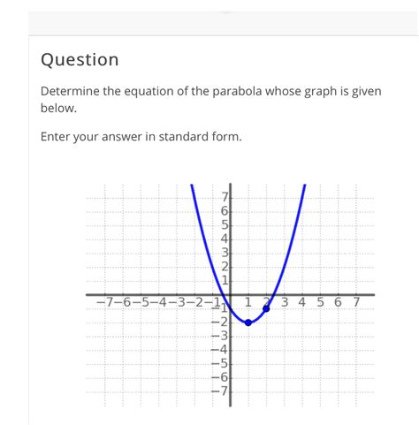 [solved] question determine the equation of the parabola whose graph is course hero