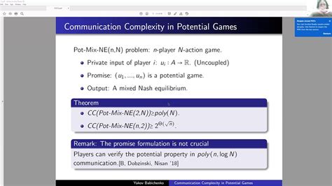 communication complexity of nash equilibrium in potential games youtube