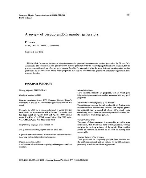 pdf a review of pseudorandom number generators dokumen tips