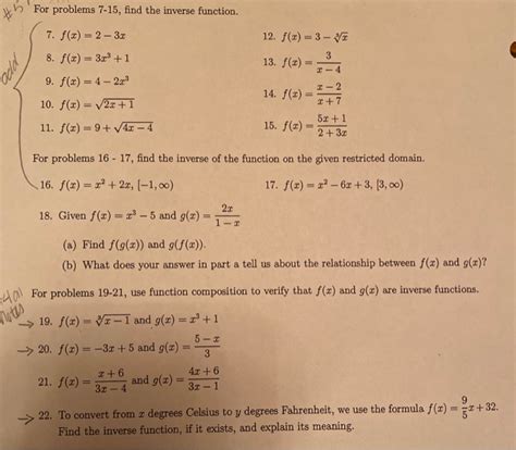 solved for problems 7 15 find the inverse function 12