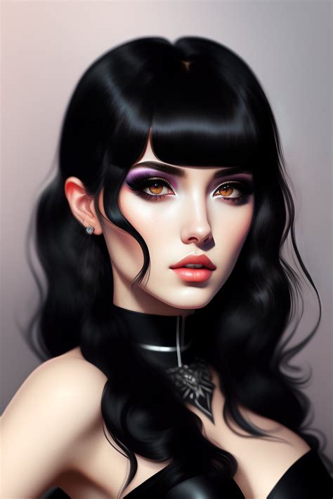 Lexica E Girl Fully Body Black Hair Bangs Hairstyle Pale Skin High Detail Highly