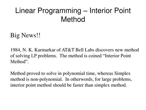 ppt linear programming interior point method powerpoint presentation id 9692347