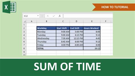 How To Sum Time In Excel Beginner Tutorial YouTube